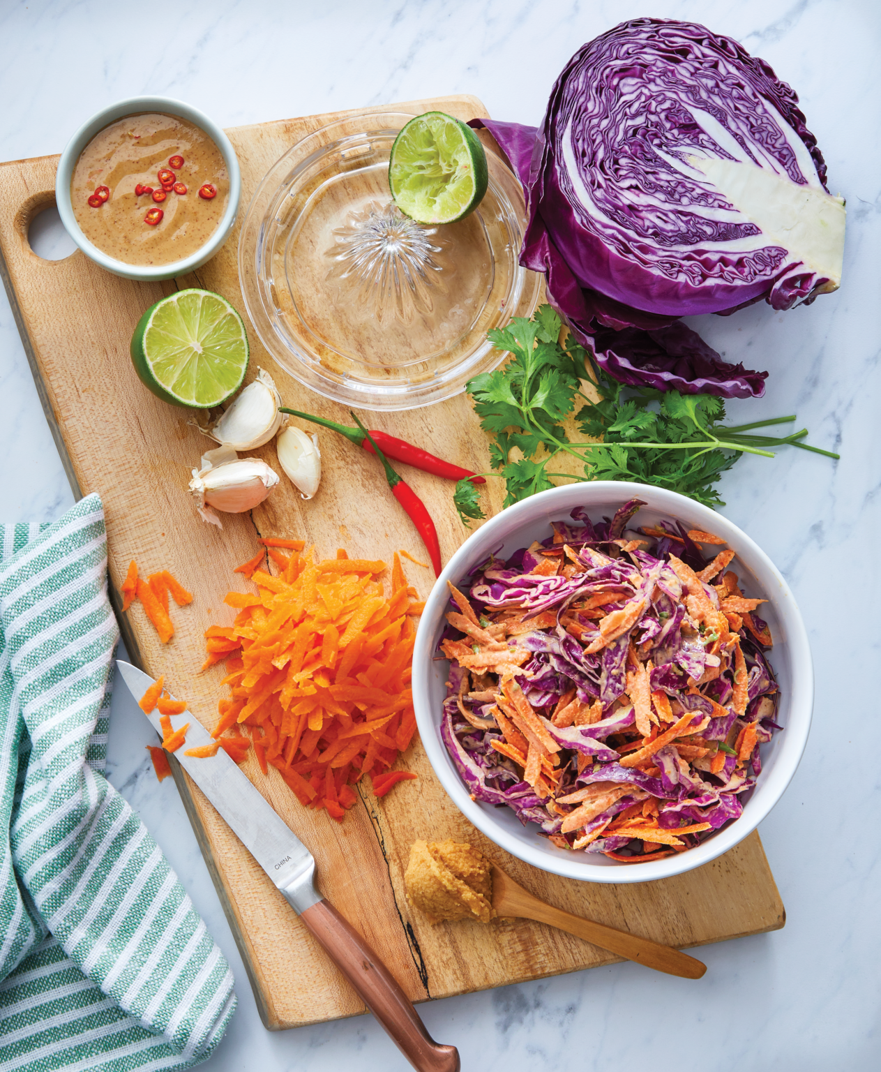 Purple Cabbage Slaw with Thai-Style Lime Dressing Recipe